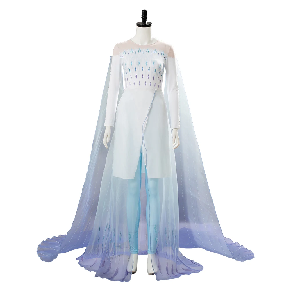 Frozen Snow Queen Elsa Ahtohallan Cave White Gown Cosplay Costume ...