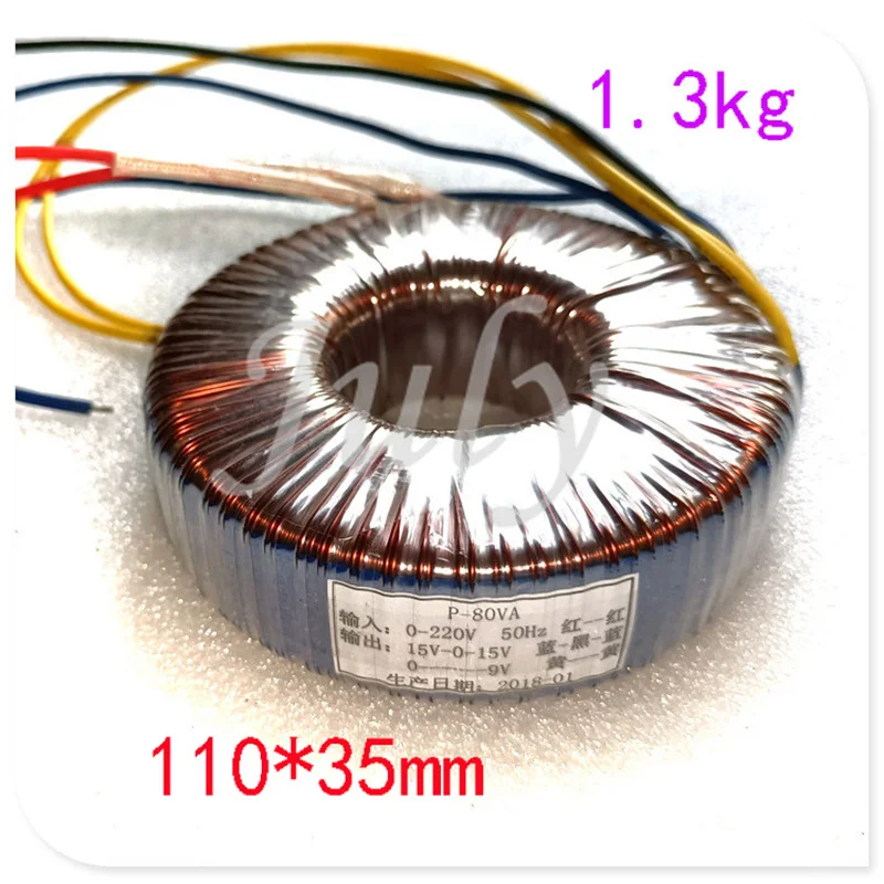 Pure Copper Wire 80w Toroidal Transformer Output Voltage 15v 0 15v 2