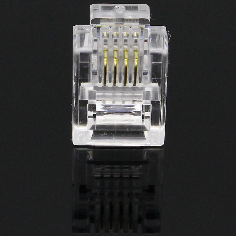 100Pcs 4P4C 4 Pins ติดต่อ4 RJ10โทรศัพท์ Modular Plug แจ็ค,RJ10โทรศัพท์ ...