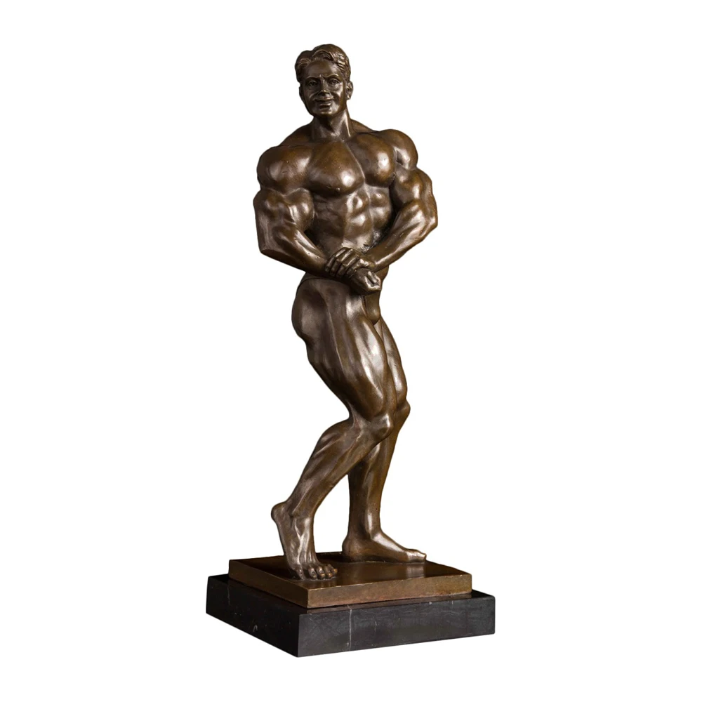 Muscular Man Statue Bronze Western Male Body Builder Art Sculpture ...