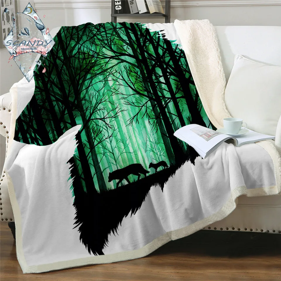 First Hunt by Scandy Girl Furry Blanket Animal Wolves Plush Bedspread ...