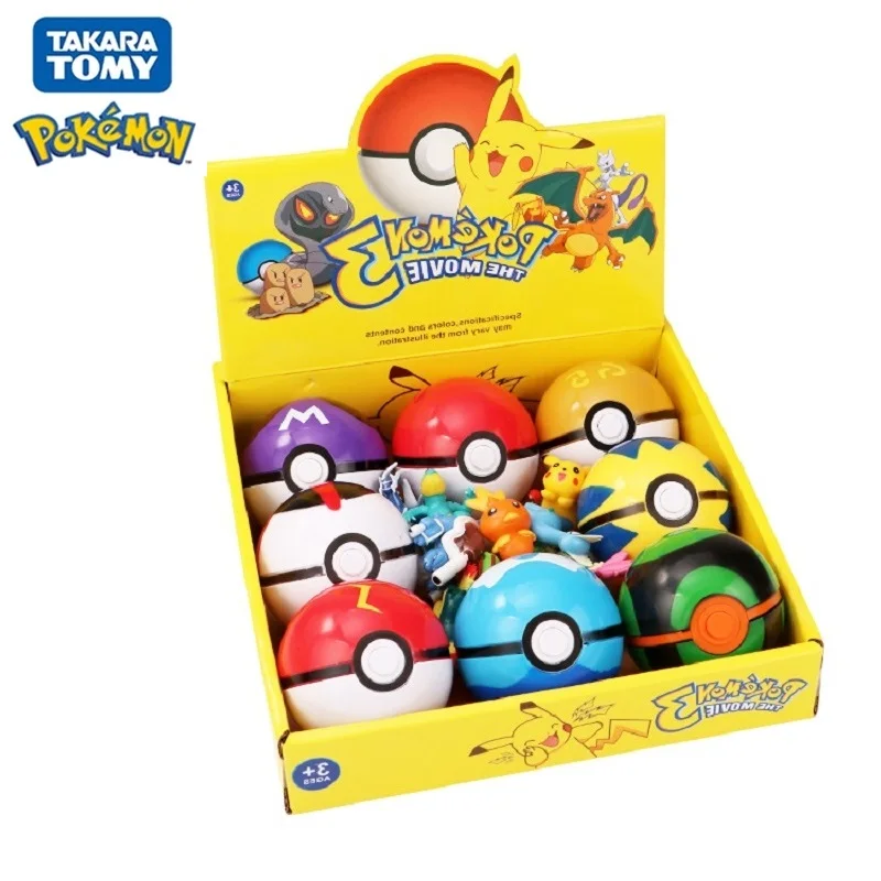 8/12/24 pçs/set PVC figuras Brinquedos para crianças Pikachu pokeball ...