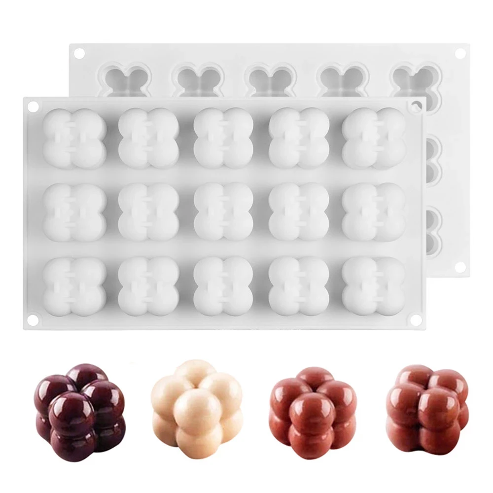 6/15 Cavities Mini 3d Cube Baking Mousse Cake Mold Silicone Square ...