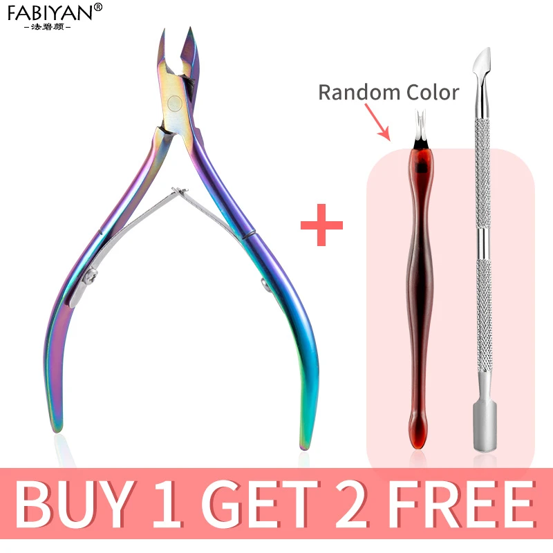 Alicate em aço inoxidável para cutícula, em arco íris, removedor de ...