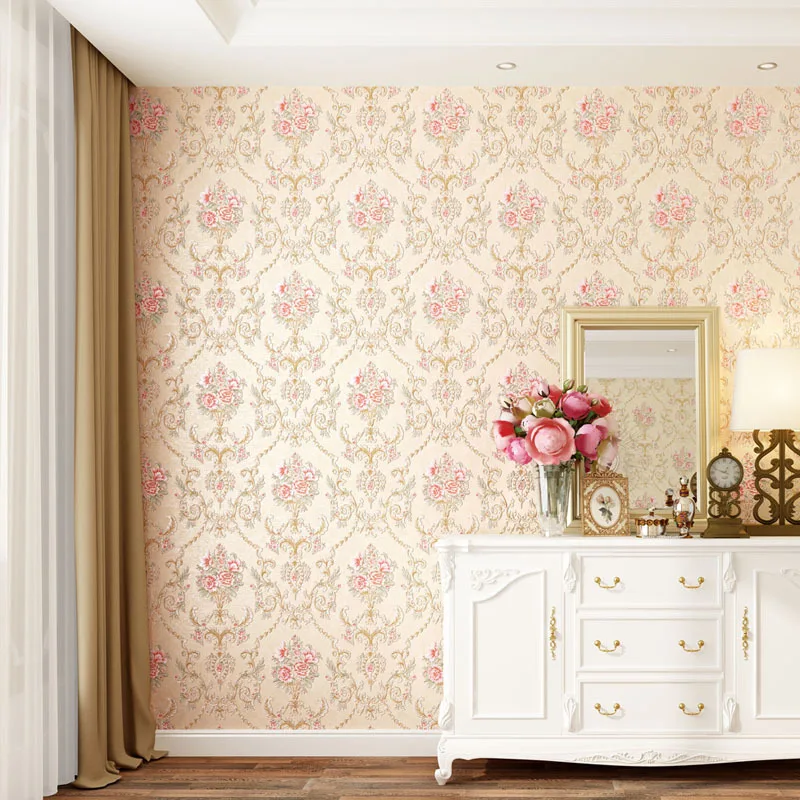 European Style Damascus 3D Wallpaper Bedroom Living Room Television ...