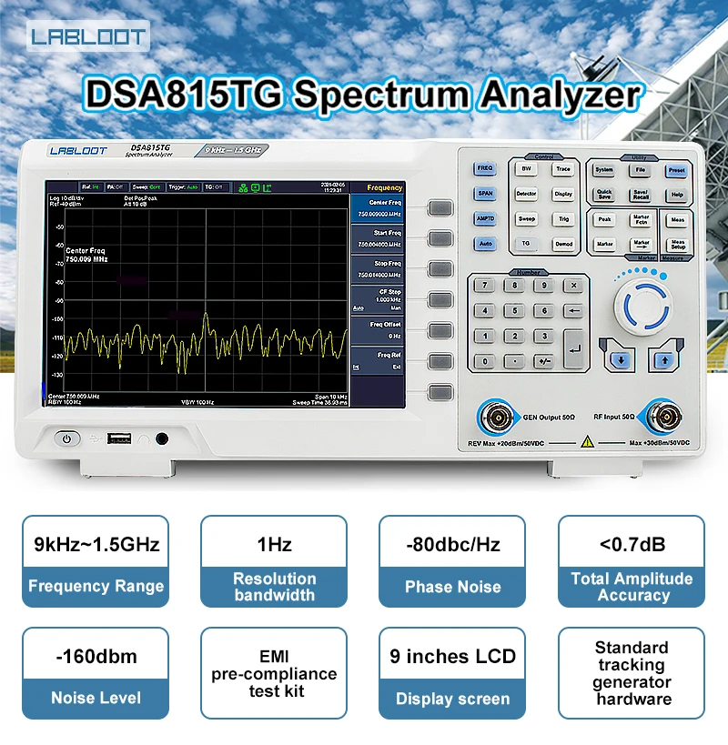 LABLOOT DSA815-TG 1.5 GHz Spectrum Analyzer with Tracking Generator, 9 ...