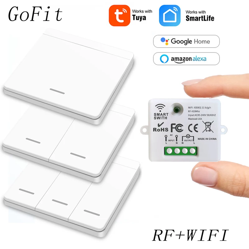 Mini Module WIFI Tuya Smart Light Switch Wall Panel Push Button Switch ...