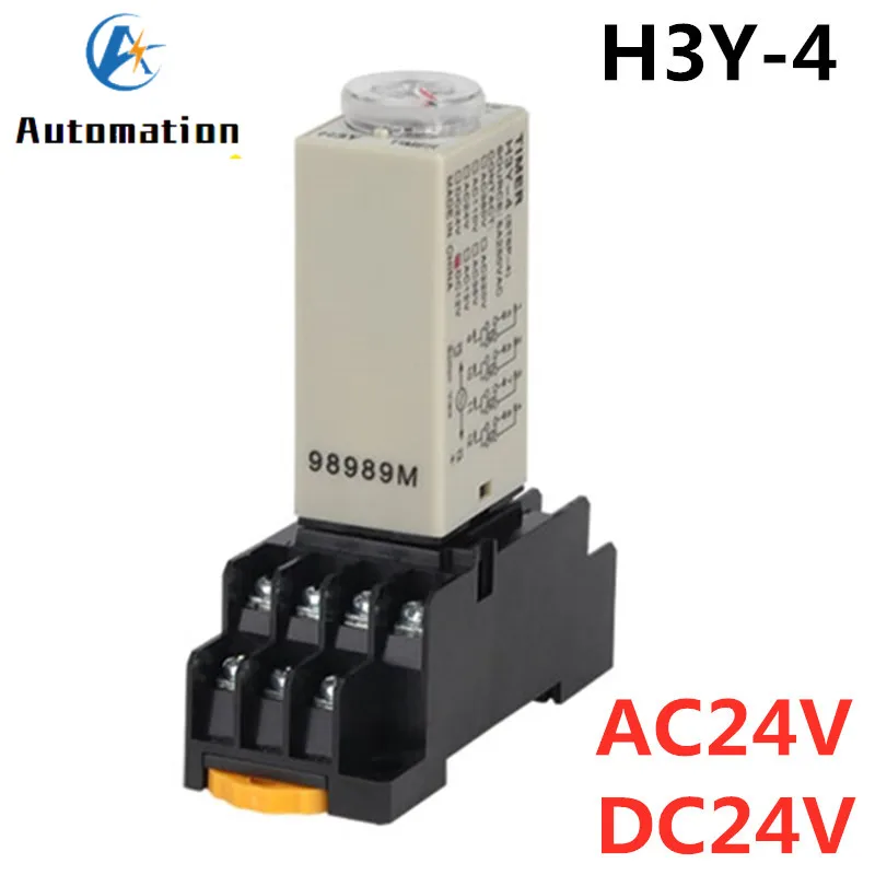 H3Y 4 파워 온 딜레이 로터리 노브, 타이머 타임 릴레이, AC/DC 24, 1S, 5S, 10S, 30S, 60S, 3M ...