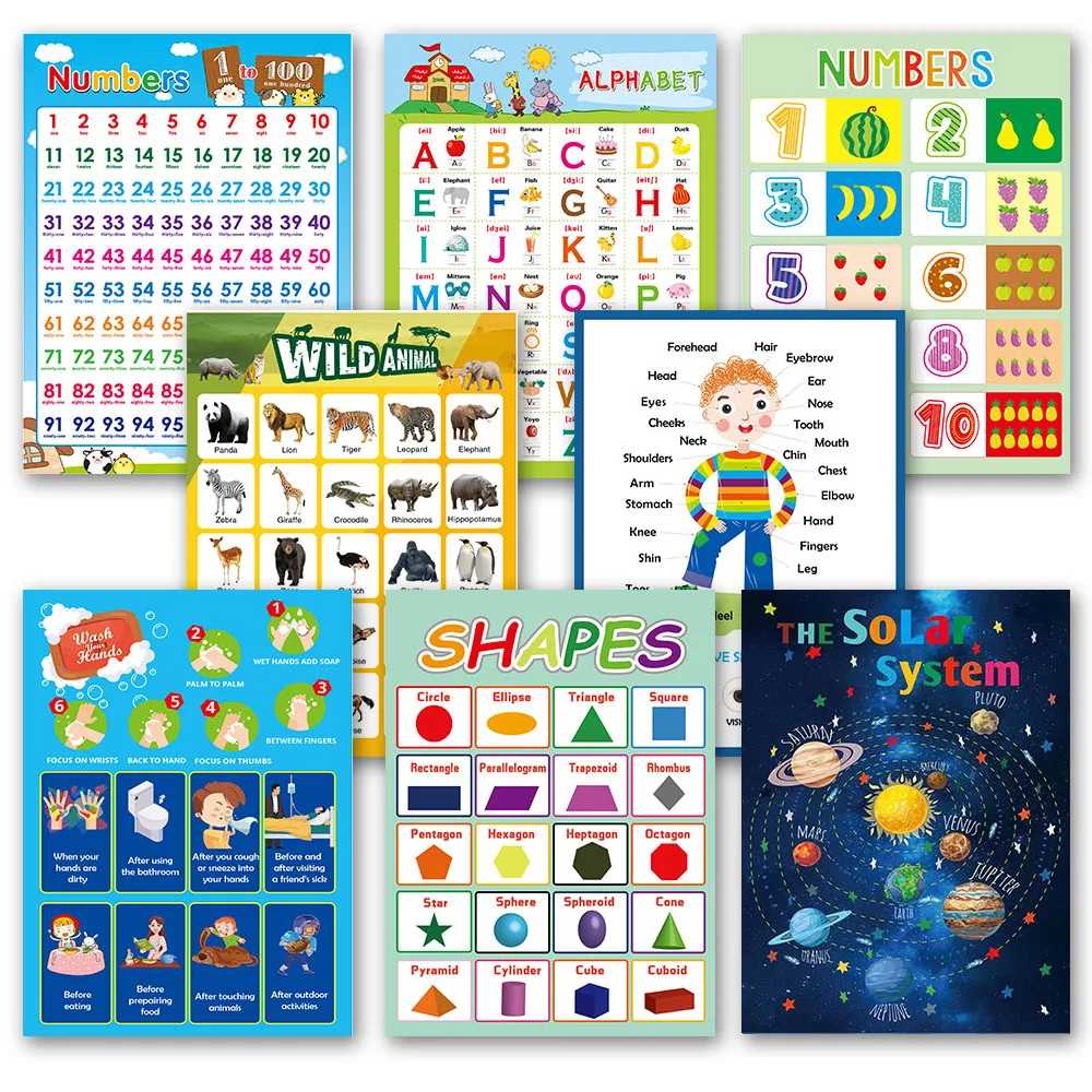 12pcs-Educational-Preschool-Posters-Charts-Days-Of-The-Week-Month ...