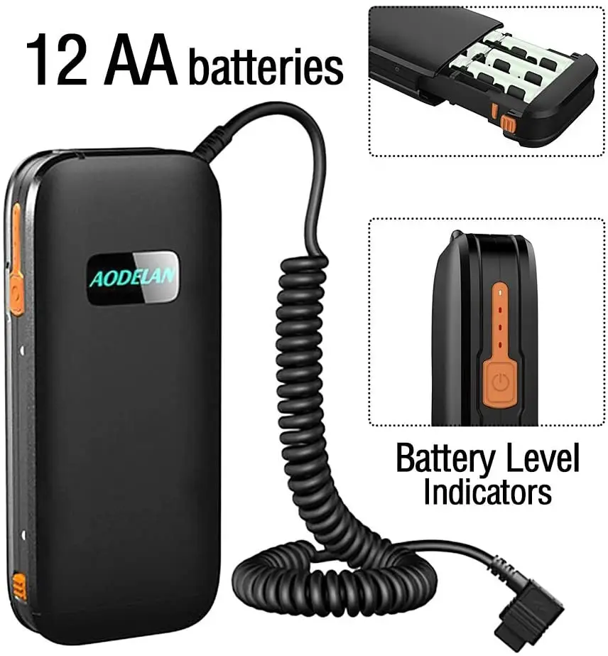 AODELAN External Flash Battery Pack Rapid Flash Recycling Portable for ...