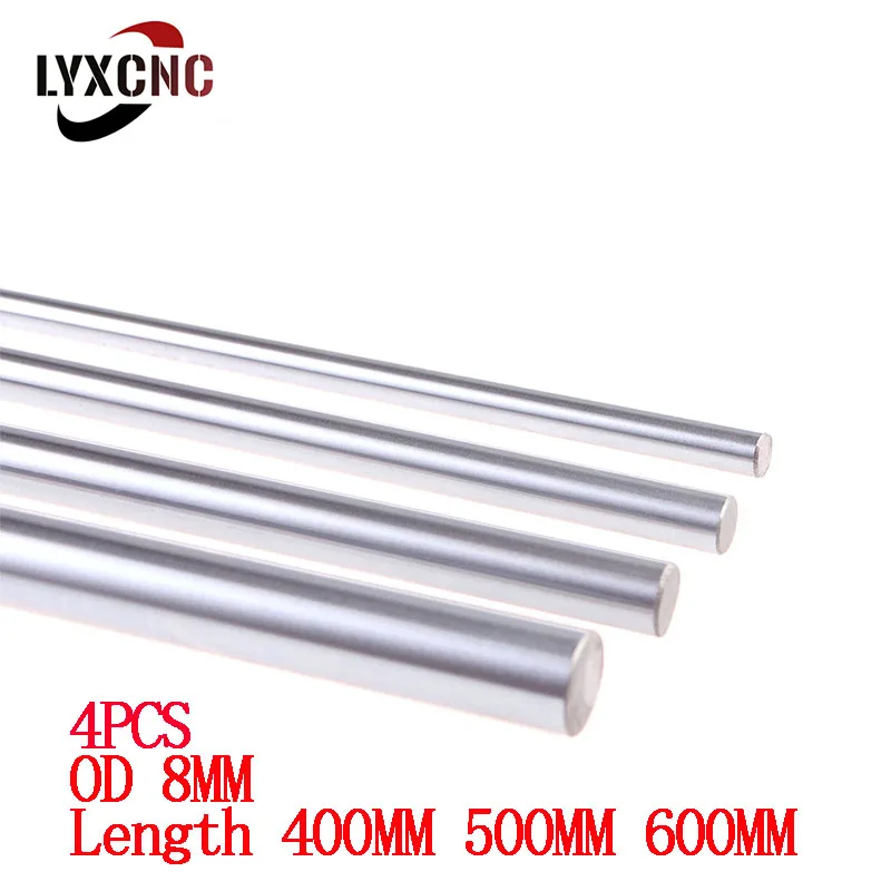 2/4Pcs OD 8mm L 400mm 500mm 600mm Optical Axis Smooth Rods Linear Shaft ...