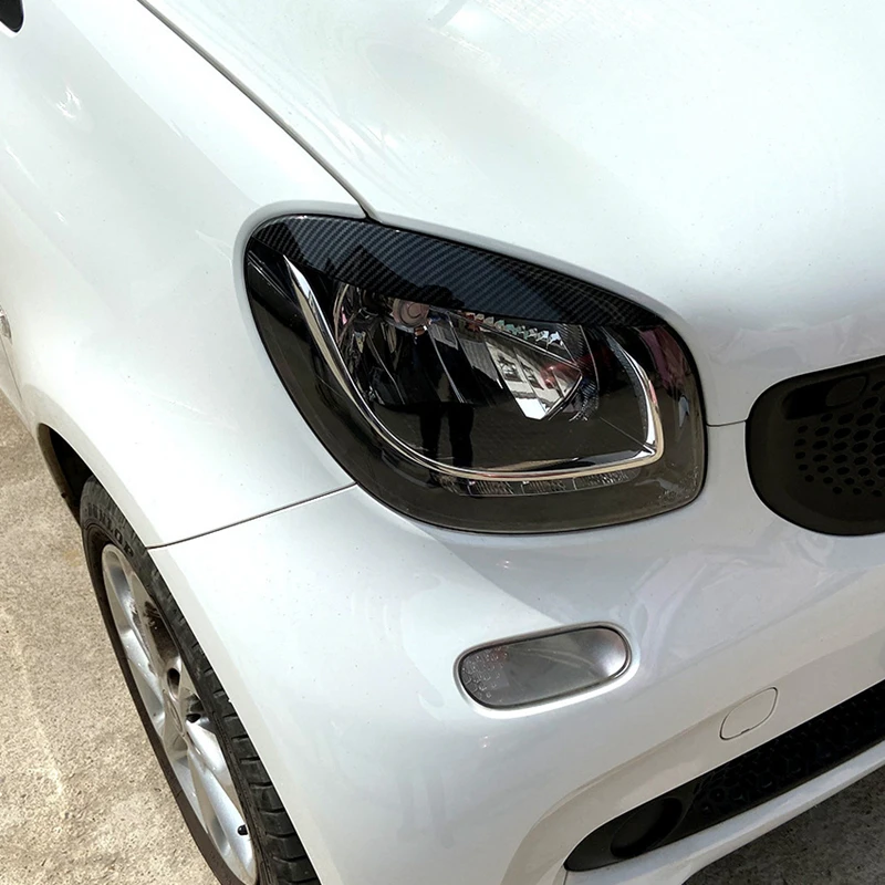 Carbon Fiber Headlight Eyelids Eyebrows for Mercedes Benz Smart 2014 ...