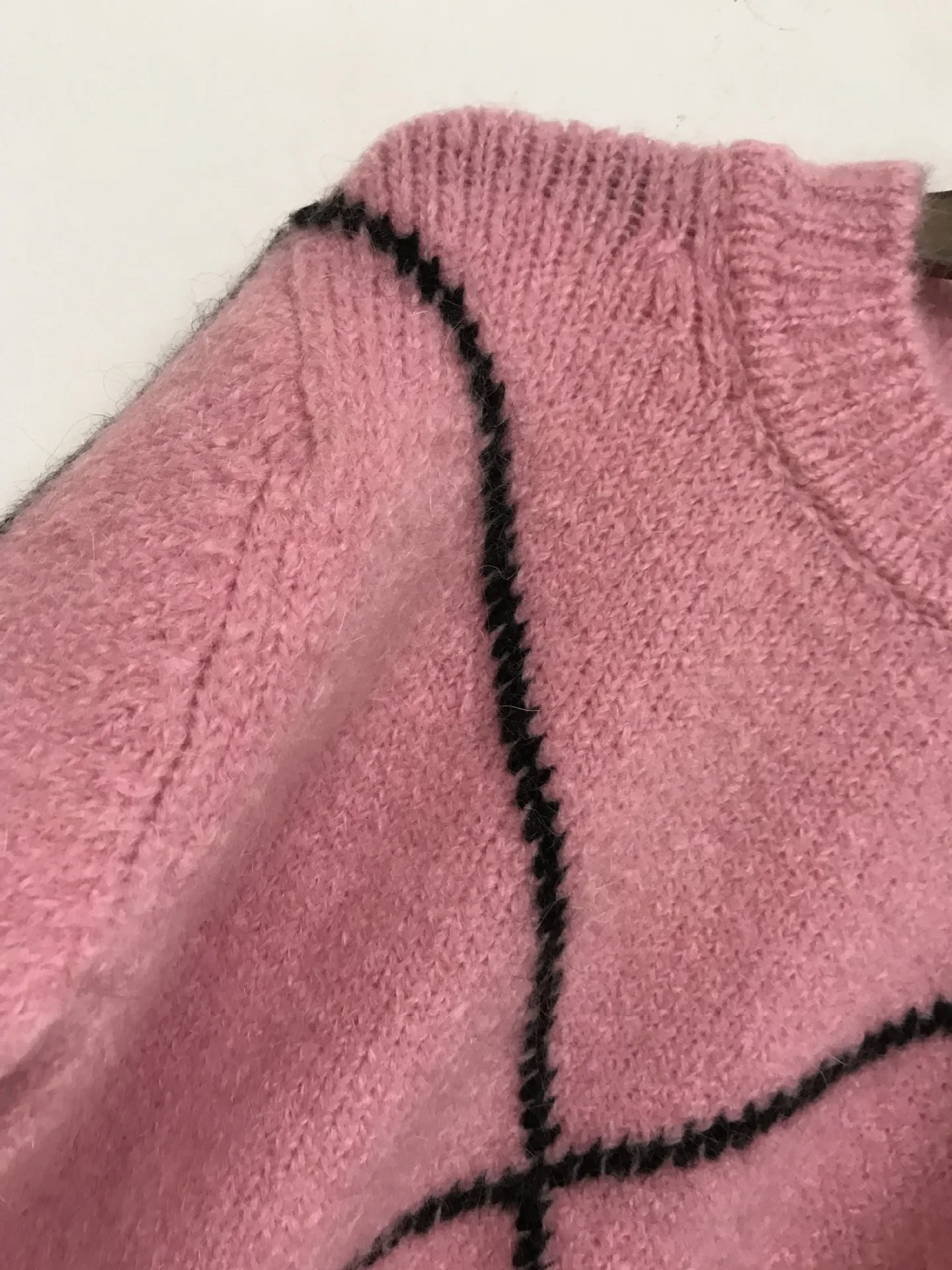 Women Sweater Autumn /winter New Pink Round Neck Pullover Jacquard Long ...