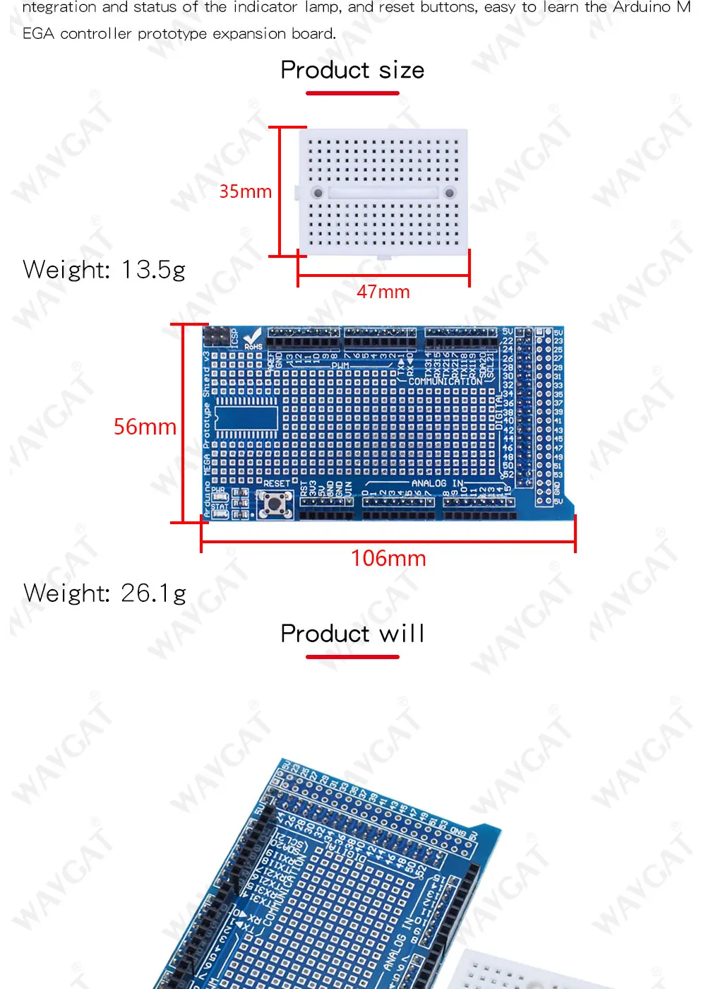 MEGA 2560 R3 Proto Prototype Shield V3.0 Expansion Development Board