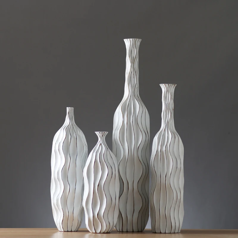 ^*Best Offers Twisted Wavy Lines Texture Carved Resin Vase Modern ...