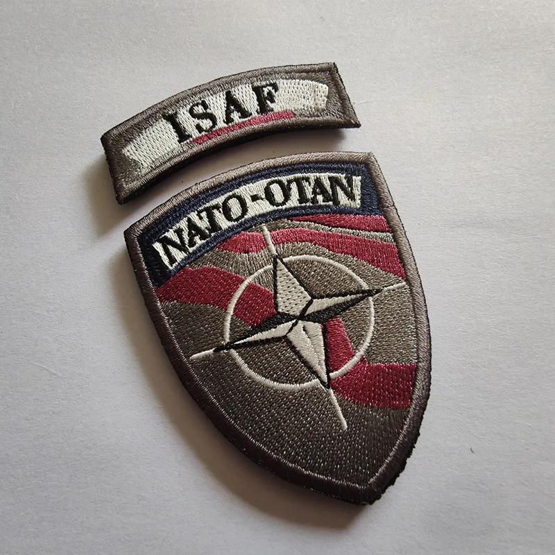 2 PCS NATO ISAF Embroidery Patch Military Tactical Morale Badges Emblem ...