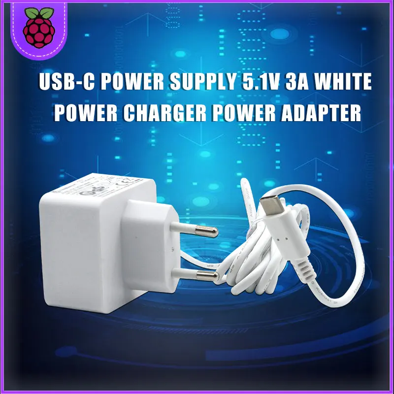 Original Raspberry Pi 4 Official USB-C Power Supply 5.1V 3A White Power ...