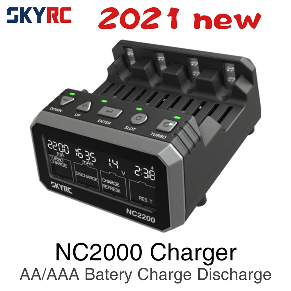 SKYRC NC2200 12V/2.0A 4 슬롯 AA 또는 AAA 배터리 충전기 및 분석기 NiMH/NiCD 배터리 충전기 방전 ...