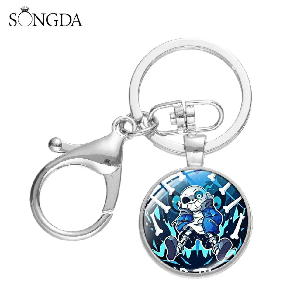 אופנה אנימה משחק Undertale Keychain קריקטורה Sans אמנות פוסטר זכוכית ...