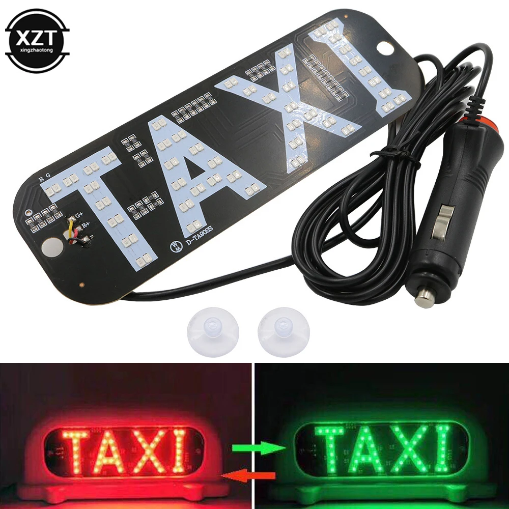 Taxi-Car-LED-Indicator-Light-Panel-Sign-Warning-Light-2-ColorRed-Green ...
