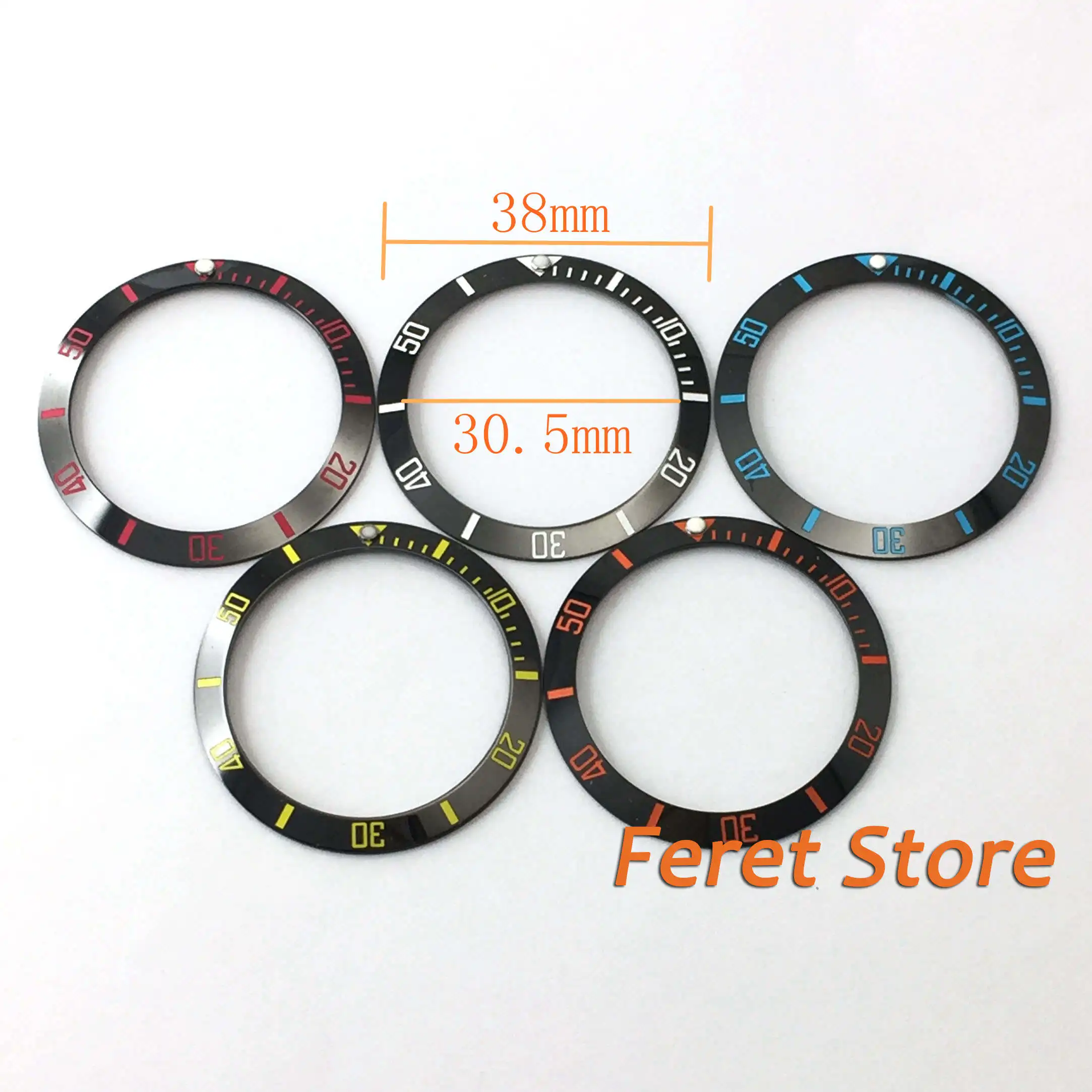 38mm-black-ceramic-bezel-blue-yellow-red-orange-mark-insert-fit-40mm ...