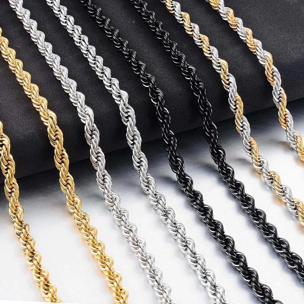 Hot Selling Hip-hop Stainless Steel Rope Chain Fashion Men And Women ...