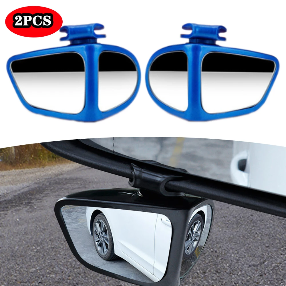 2Pcs 360 Degree Rotatable 2 Side Car Blind Spot Convex Mirror ...