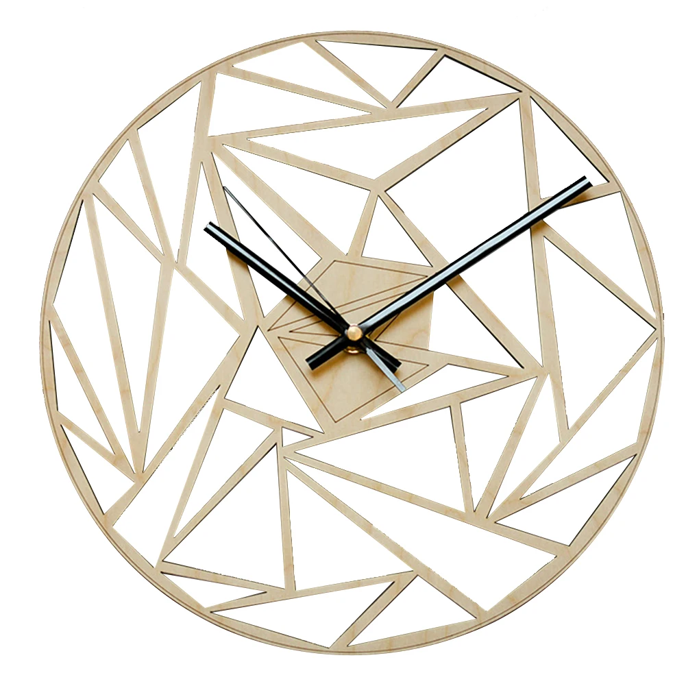 Geometric-Pattern-Bamboo-Wall-Clock-Battery-Operated-Home-Living-Room ...