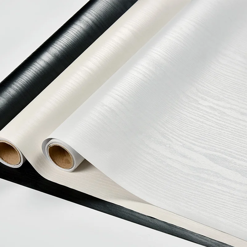 Papier peint auto adhésif en bois PVC blanc, Film décoratif imperméable ...