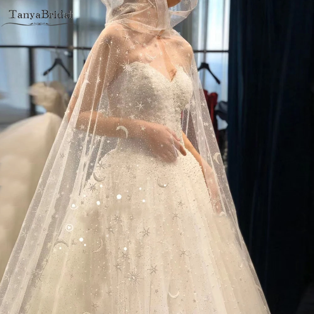 반짝 이는 스타 문 웨딩 롱 케이프 후드와 함께 Blingling 매력적인 신부 랩 Boho 망토 DJ144|웨딩 재킷/ 랩 ...