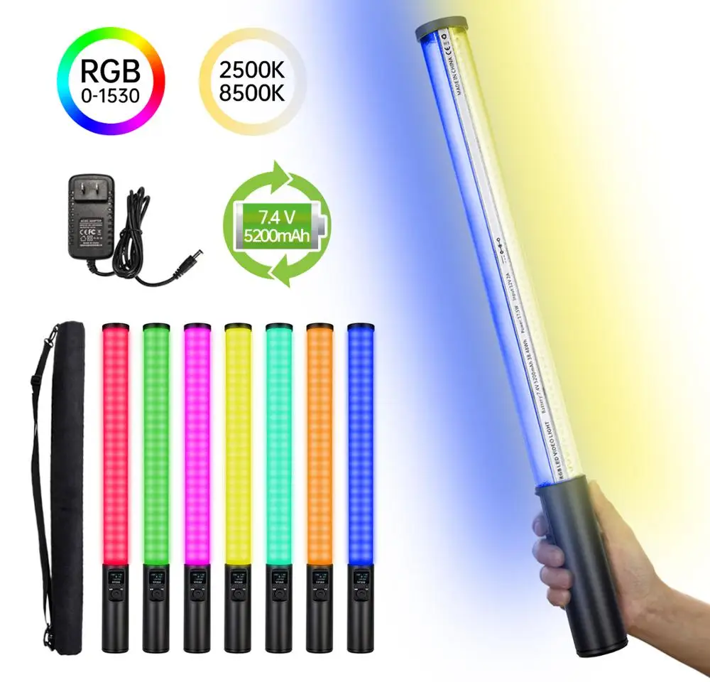 YP360 RGB Full Color LED Light Stick 2500K-8500K Bi-Color Handheld ...