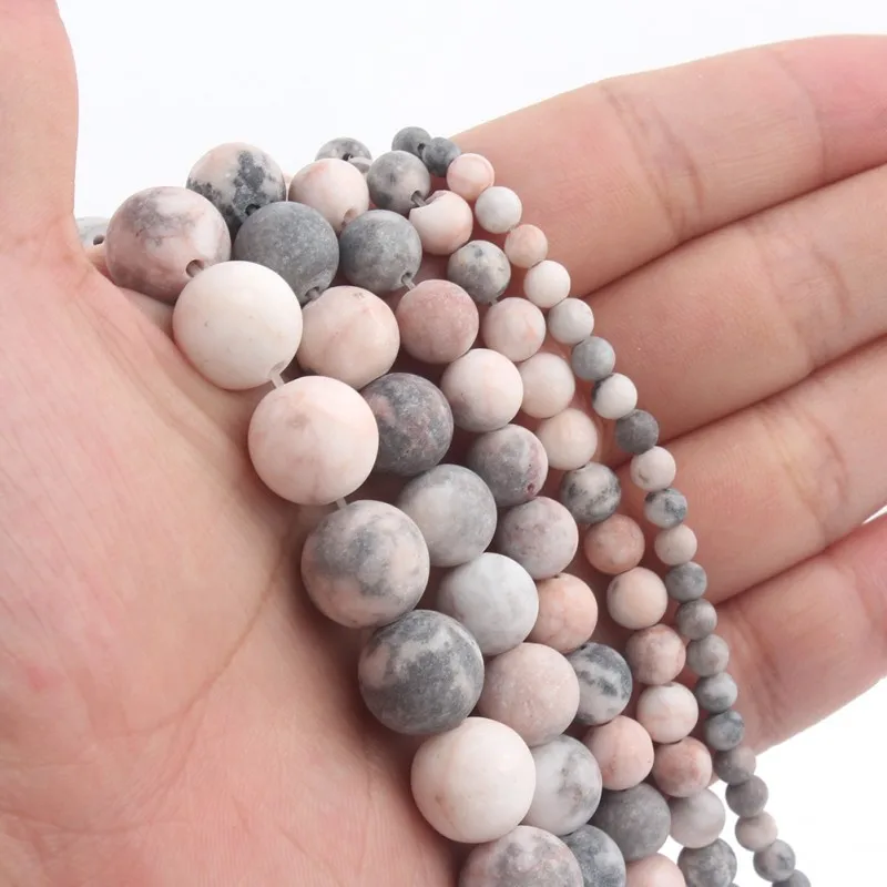 Matte Pink Zebra Jaspers Stone Beads Natural Loose Spacer Beads For ...