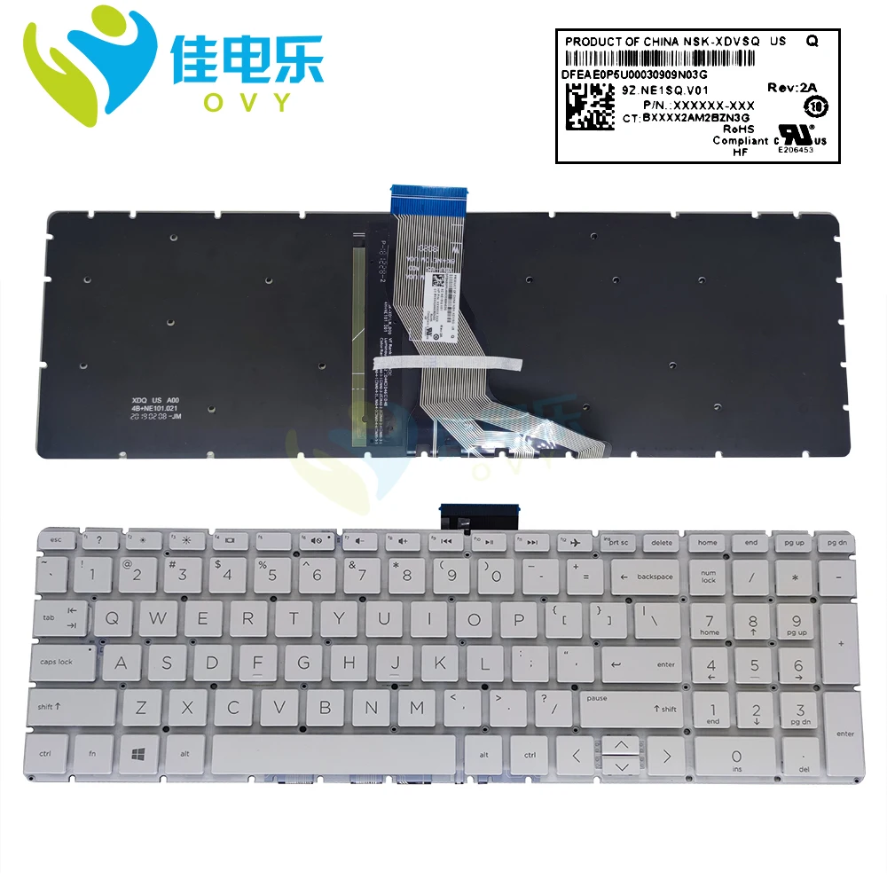 US English Backlight Keyboard For HP ENVY X360 15-BS 15T-BS 15-BP 15 ...