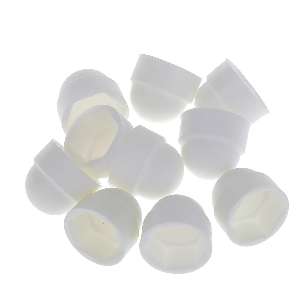 M10(10mm) White Domed Plastic Nut / Bolt Cover Caps 17mm Spanner - Pk ...