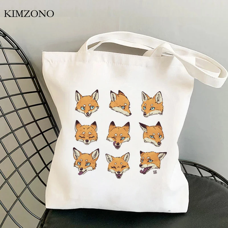 Shopper Bag Canvas Fox | Canvas Shopping Bag | Fox Canvas Tote Bag ...