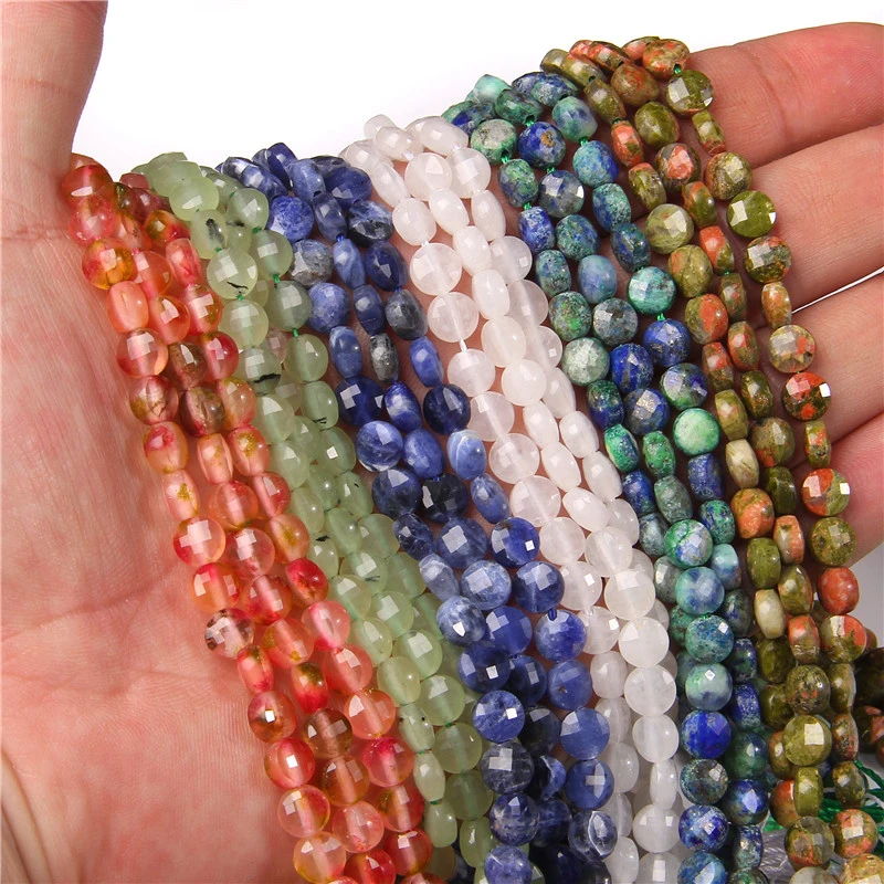 Multi-color Natural Faceted Flat Round Beads Quartz Agates Coin Gem ...
