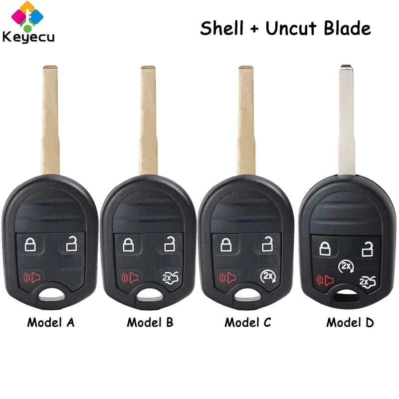 KEYECU Remote Head Car Key Shell Case With 3 4 5 Buttons FOB for Ford ...