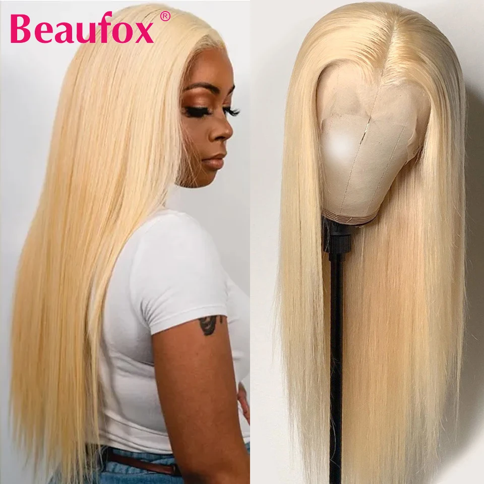 Beaufox 613 Human Hair Wigs 613 Blonde Brazilian Straight Lace Front ...