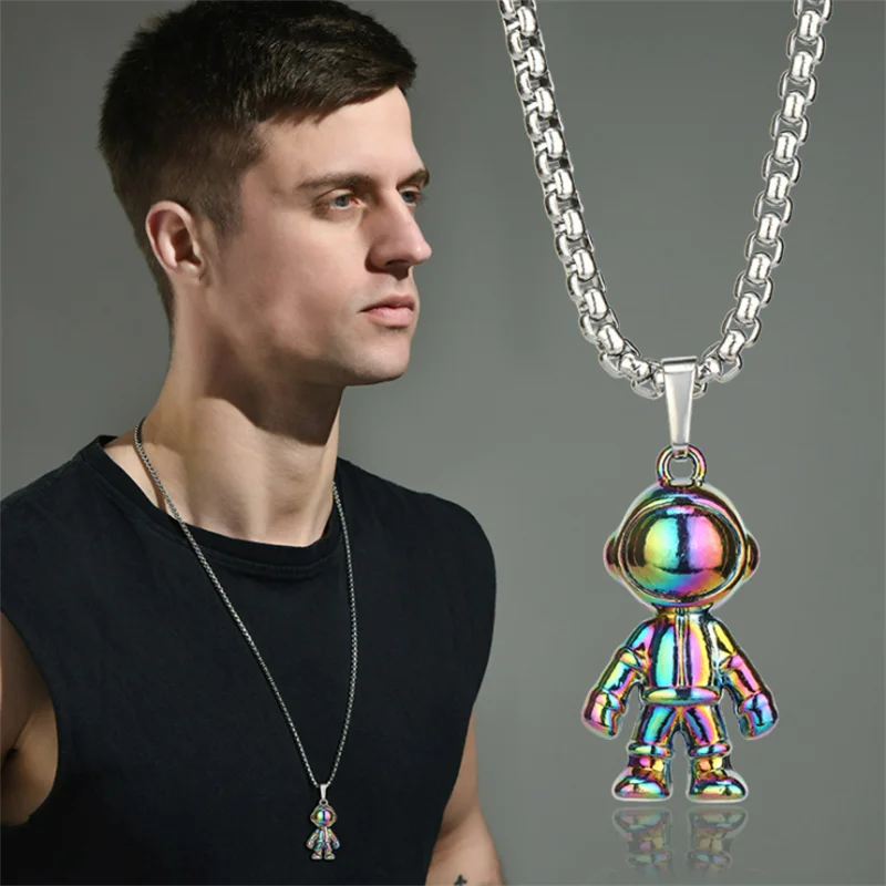 Astronaut-Spaceman-Pendant-Necklace-for-Boys-Teen-Colorful-Stainless ...