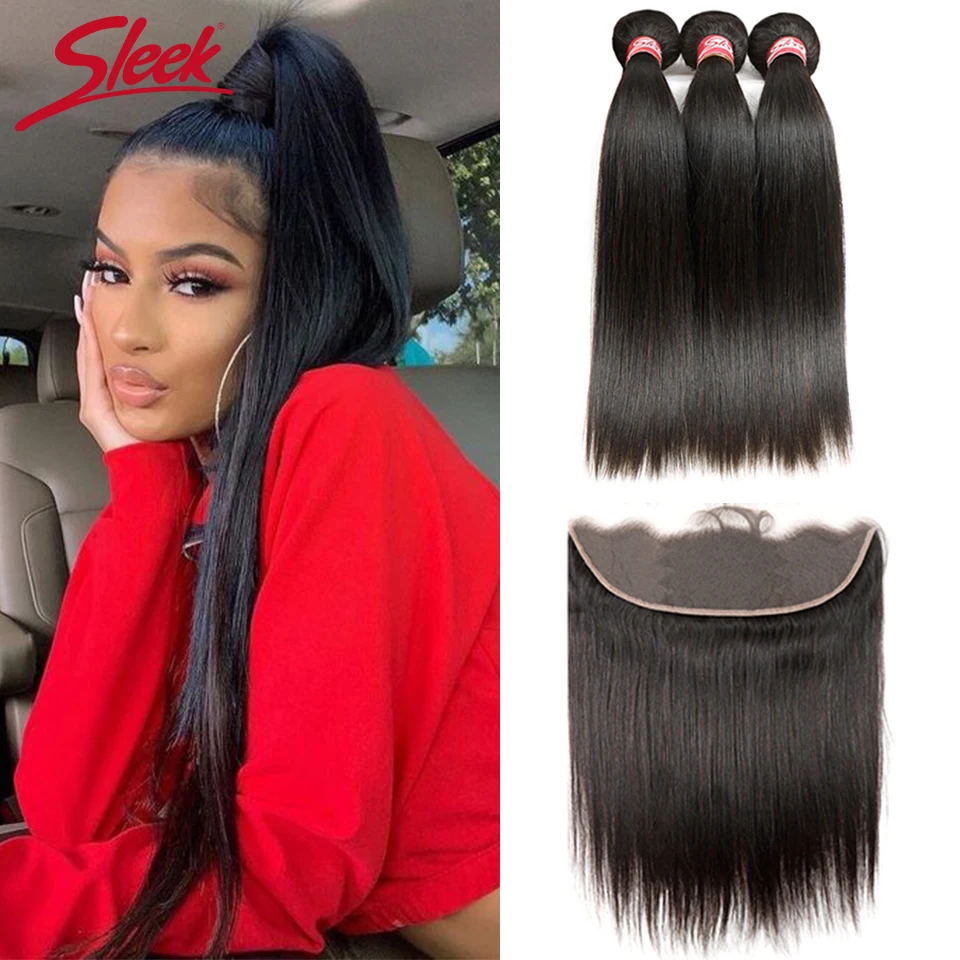 Sleek Peruvian Bundles With Frontal Straight Lace Frontal With Bundles ...