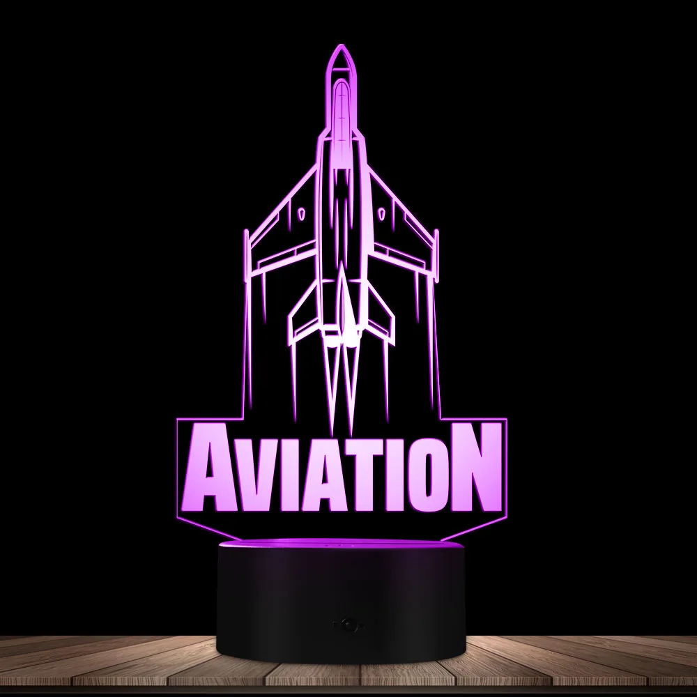 Aviation-Themed-Glowing-LED-Lamp-Aircraft-Plane-Pilot-Flight-3D ...
