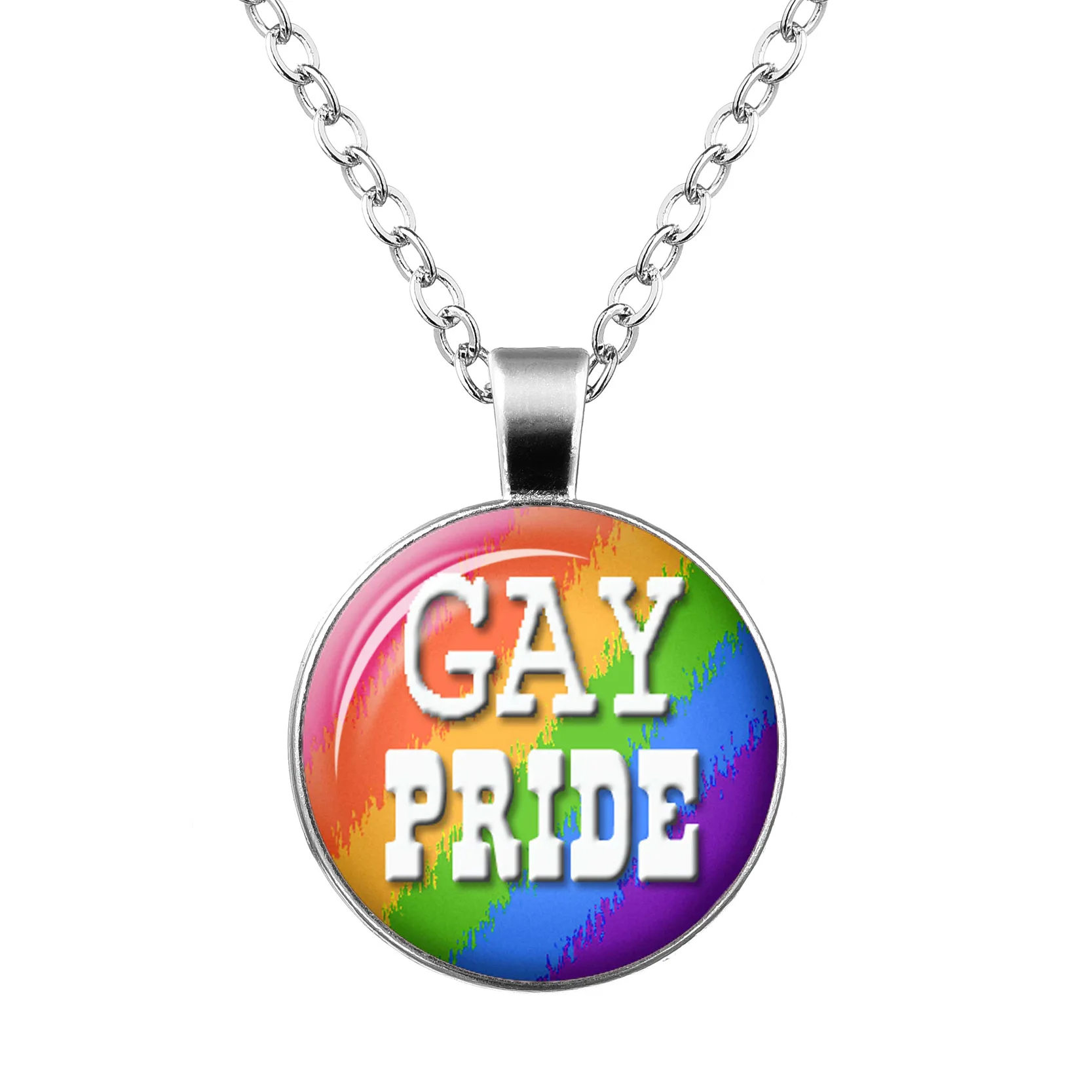 Gay Necklace Rainbow Jewelry Glass Pendant Man Homme Hombre Lovers Love ...