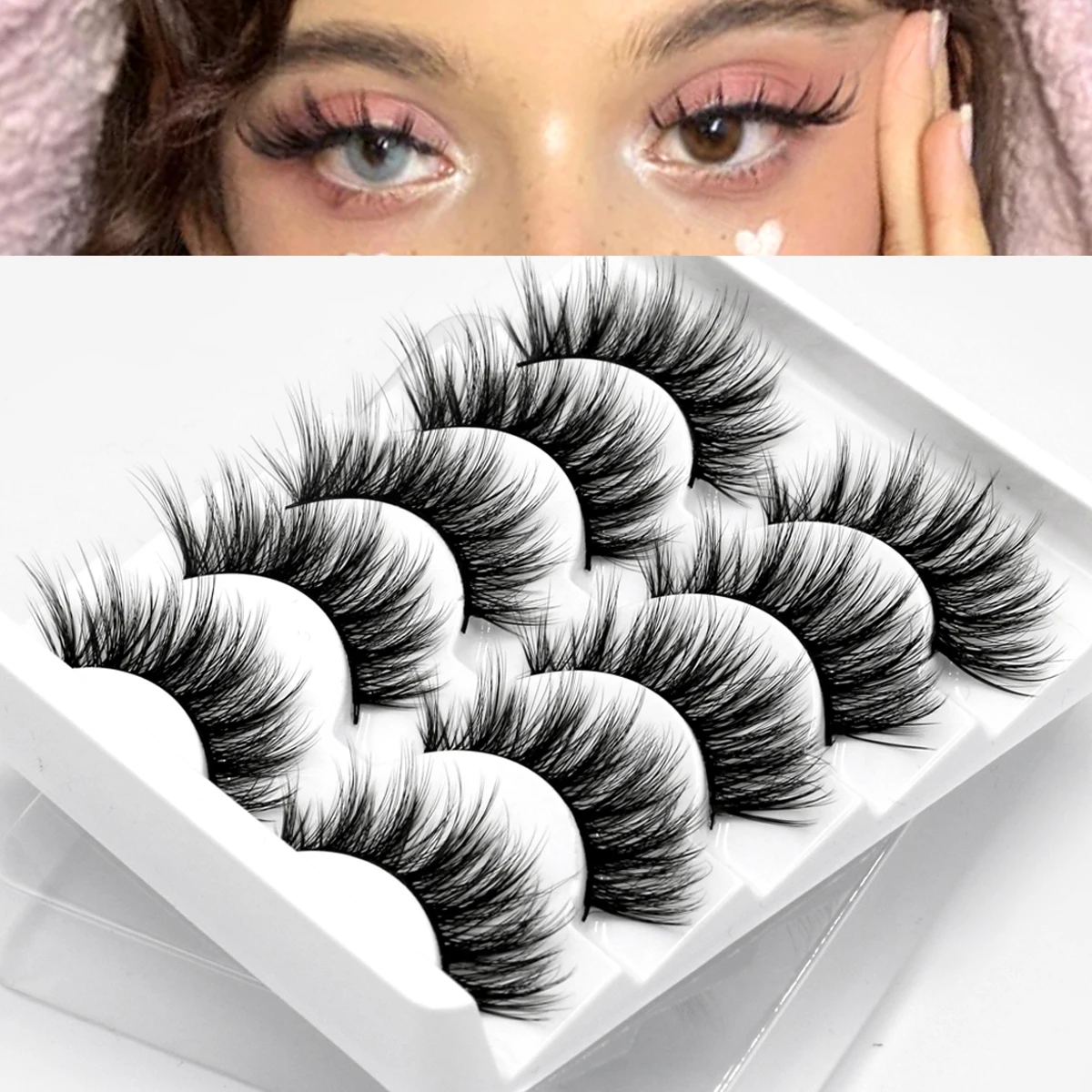 Faux-Mink-lashes-2-5-Pairs-3D-Mink-Lashes-Volume-Natural-long-Cross ...