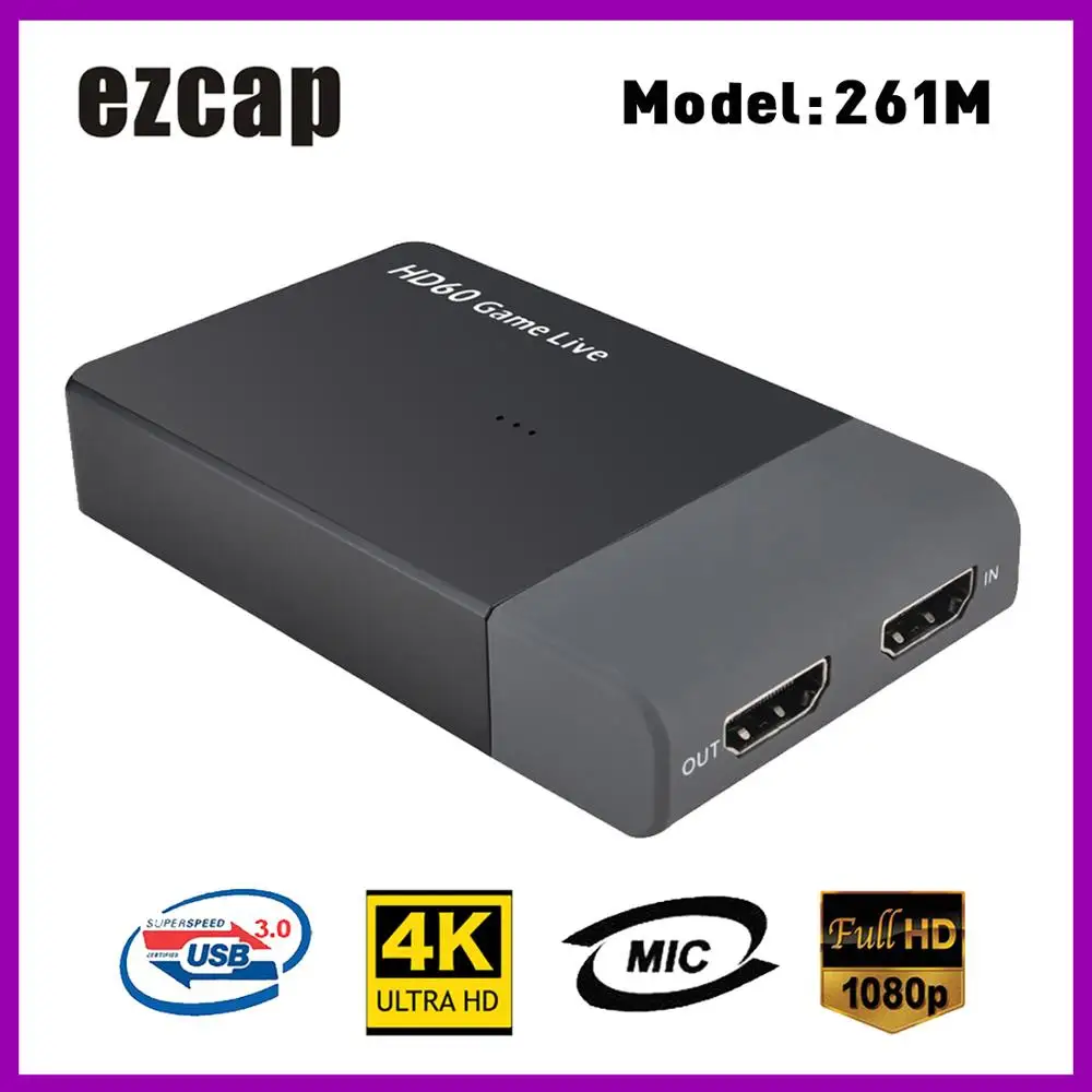 Ezcap 261m usb 3.0 hd captura de vídeo 4k 1080p jogo streaming ao vivo ...