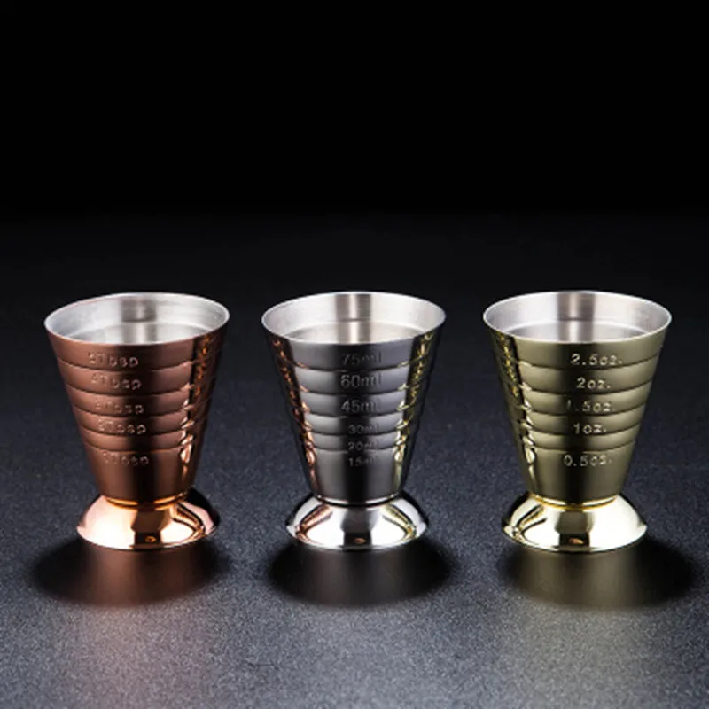 Stainless steel Measure Shot Bar Mixed Cocktail Beaker 75ml/2.5oz/5bsq ...