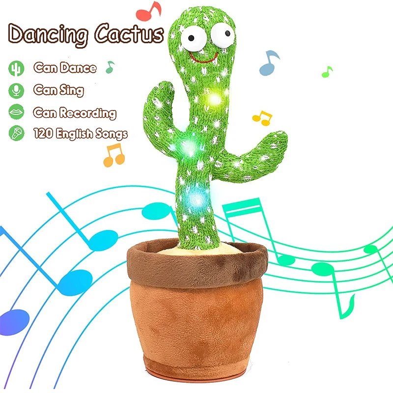 Dancing Cactus Toys Sing Talking Plush Doll Usb Charging Voice Repeat ...