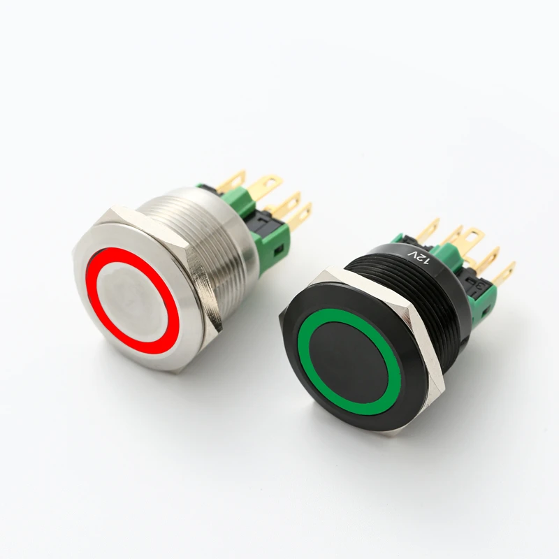 ELEWIND 22mm Ring illuminated Stainless steel metal push button switch ...