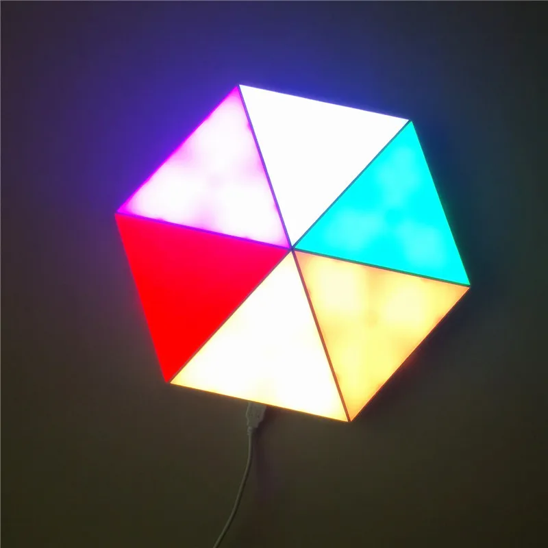 Rgb 다채로운 삼각형 양자 램프 Led 램프 모듈 형 터치 민감한 조명 육각형 야간 조명 원격 육각형 양자led 실내용 벽