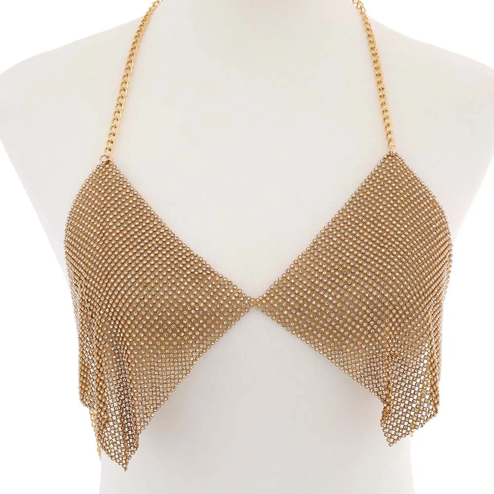 Crystal Beaded Body Chains Bra Bikini Body Chain Beach Party women boho ...