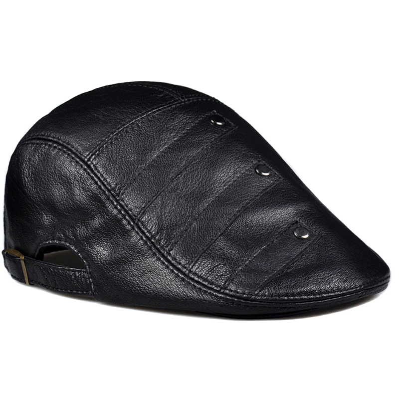 New 2022 Genuine Leather Cap Winter Men's Fashion Berets First Layer ...